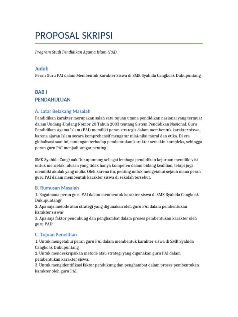Skripsi PAI Lengkap DaftarPustaka Lampiran | PDF