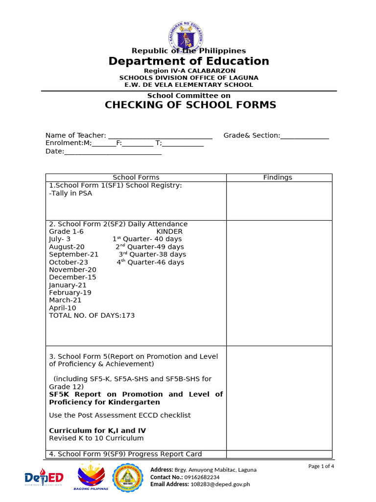 School Checking Committee 2025.ewdves | PDF | Schools | Learning