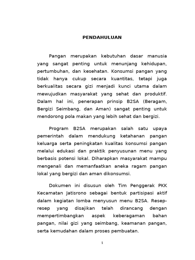 LOMBA PENYUSUNAN MENU 1 HARI MAKANAN B2SA - Terakhir | PDF