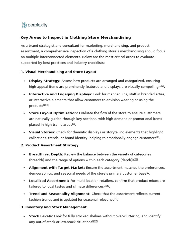 Visual Merchandising Audit Checklist | PDF | Brand | Merchandising
