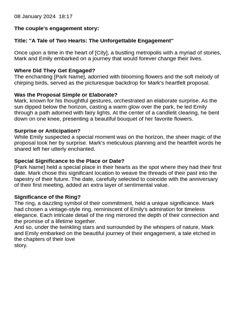 The Couple's Engagement Story | PDF