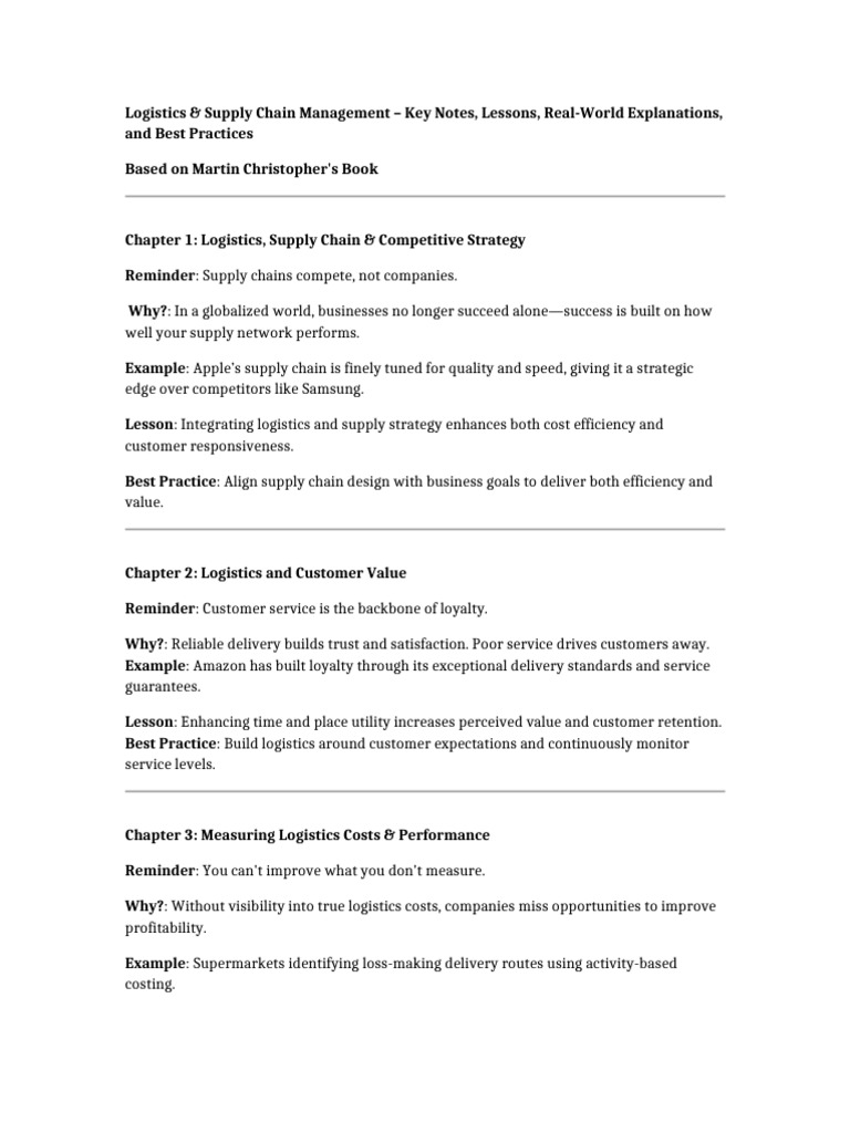 Logistics Notes Bullet Format | PDF | Supply Chain | Supply Chain ...