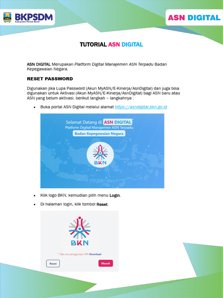 Panduan Reset Password ASN Digital | PDF