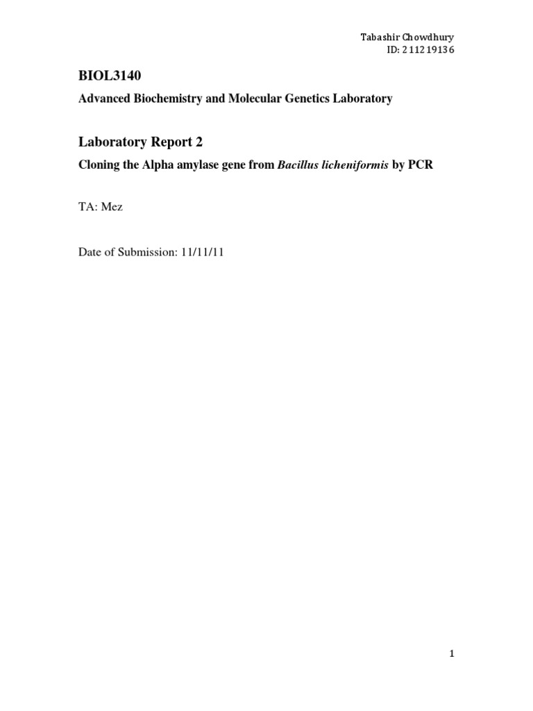 Biol 3140 Lab Report 3 Pdf Molecular Cloning Plasmid