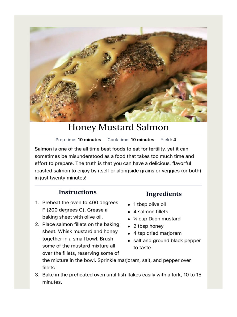 Gyna- Honey Mustard Salmon | PDF