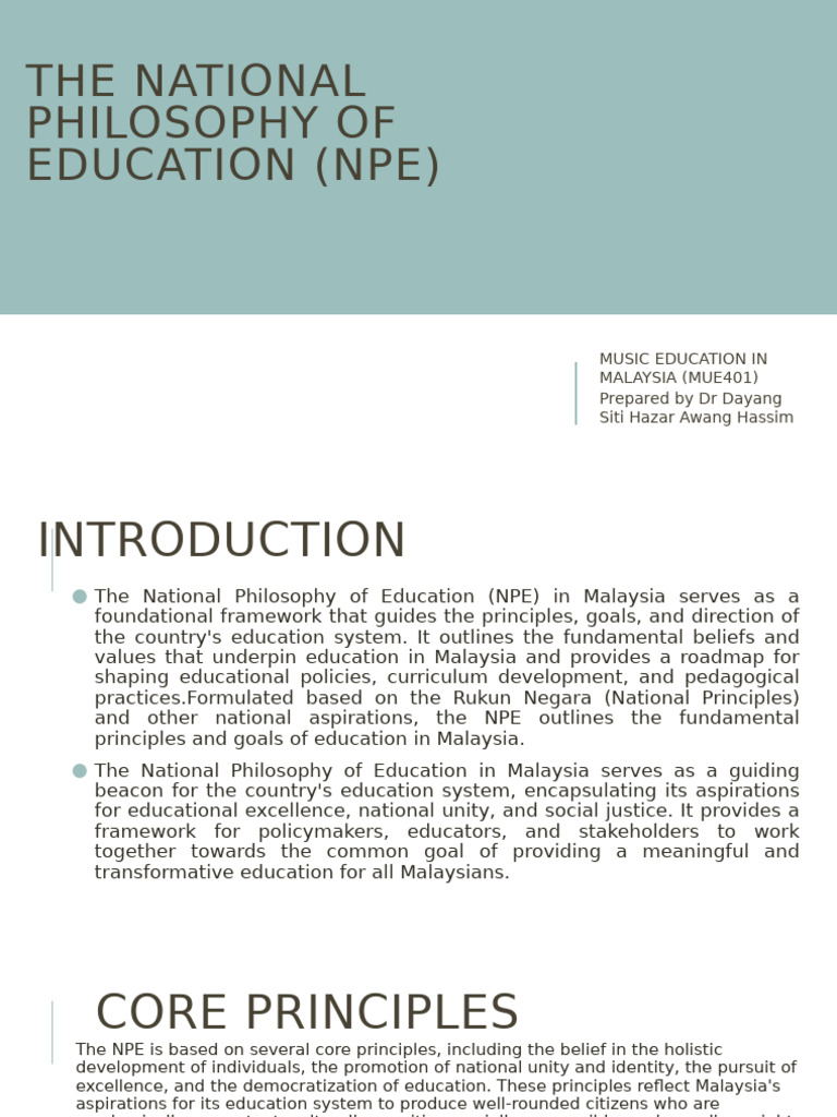 The National Philosophy of Education (NPE) Week 4 | PDF | Music Education | Cognition