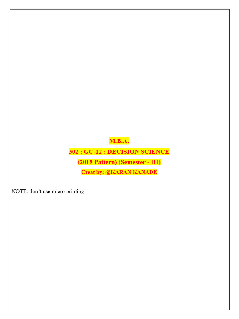 302 Gc-12 Decision Science 1 | PDF | Mathematical Optimization | Decision Making