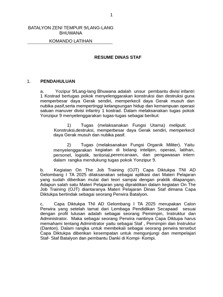 Tugas dan Fungsi Batalyon Zeni Tempur 9 | PDF