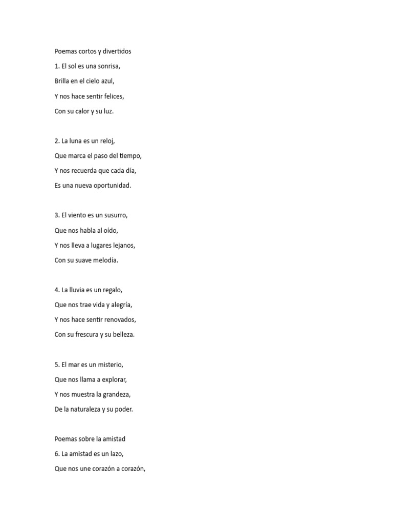 30 Poemas Cortos y Divertidos | PDF | Imaginación