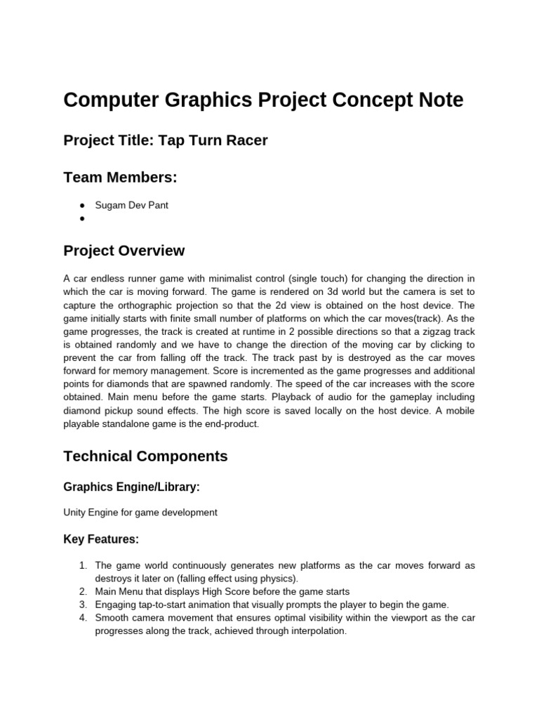 Computer Graphics Project Concept Note | PDF | Graphics | Software
