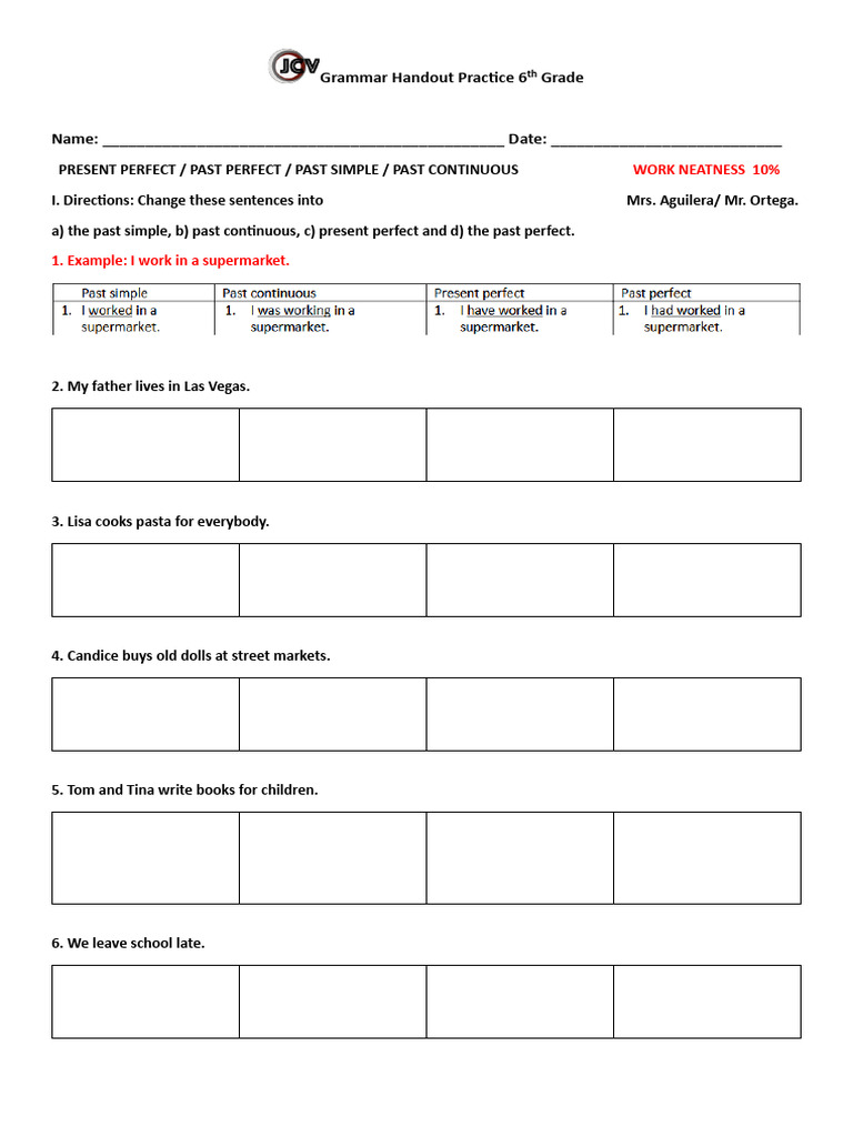 Grammar Handout Practice 6th Grad1 | PDF | Linguistics | Grammar