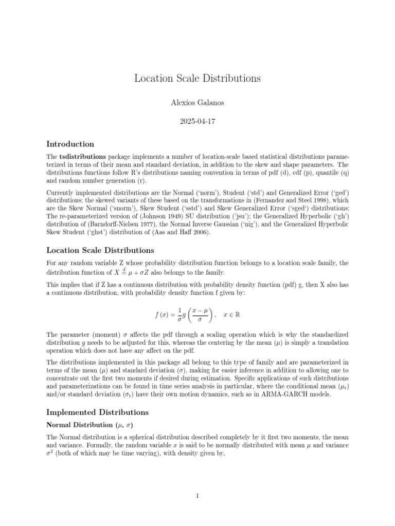 Location Scale Distributions Pdf Normal Distribution Skewness
