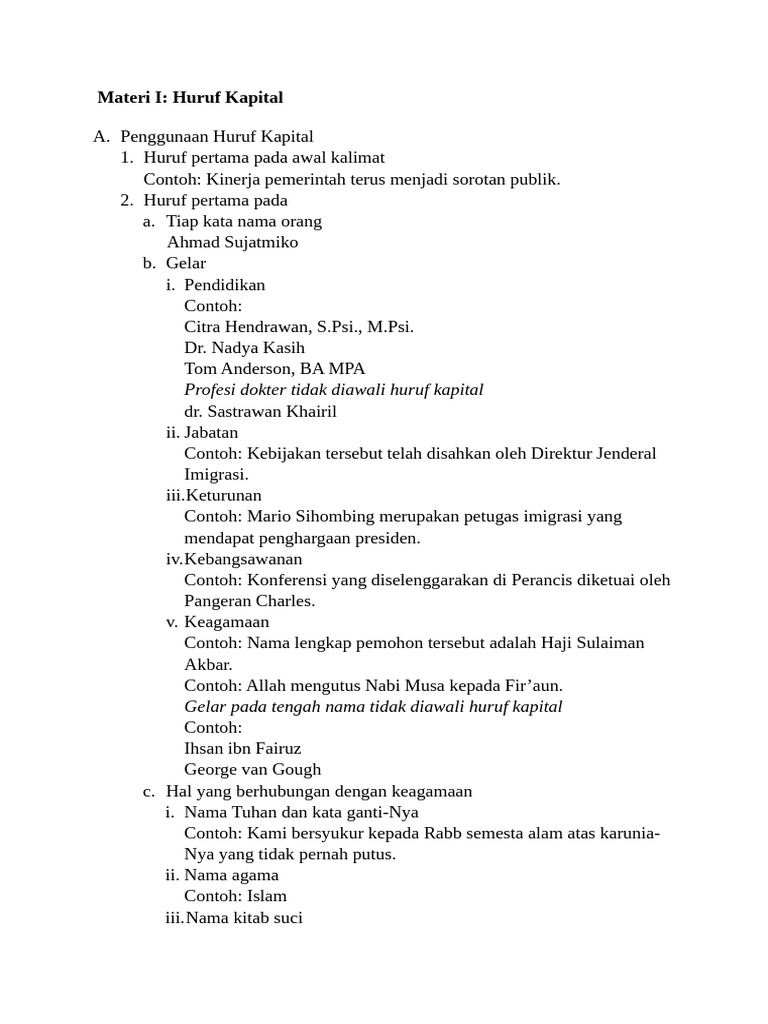 Aturan Penggunaan Huruf Kapital | PDF