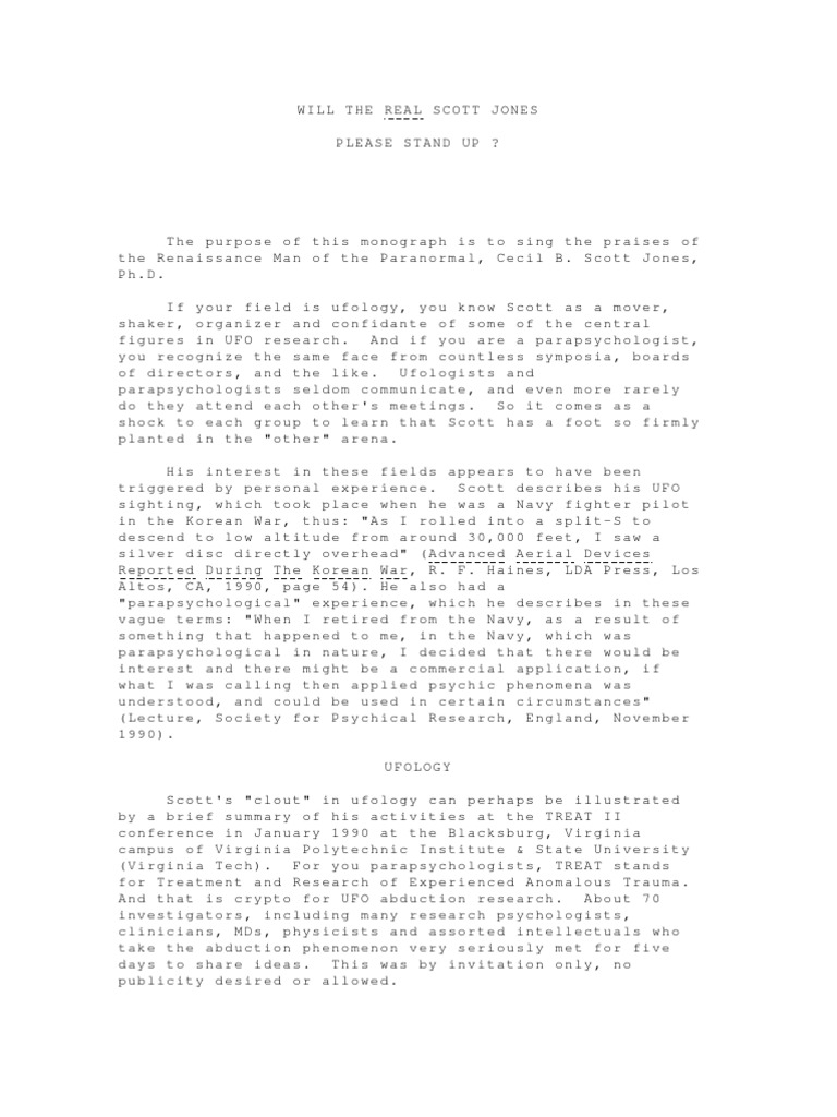 Paranormal Pioneer: Scott Jones | PDF | Parapsychology | Ufology