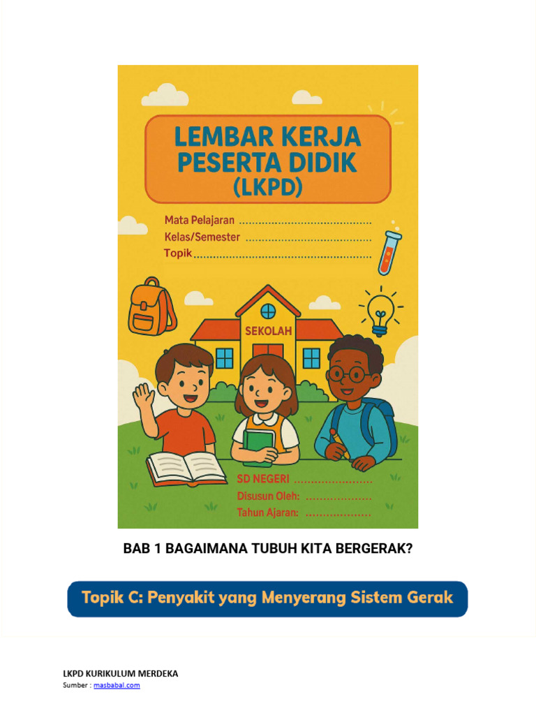 LKPD SD Kelas 6 IPAS BAB 1 Topik C Penyakit Yang Menyerang Sistem Gerak ...