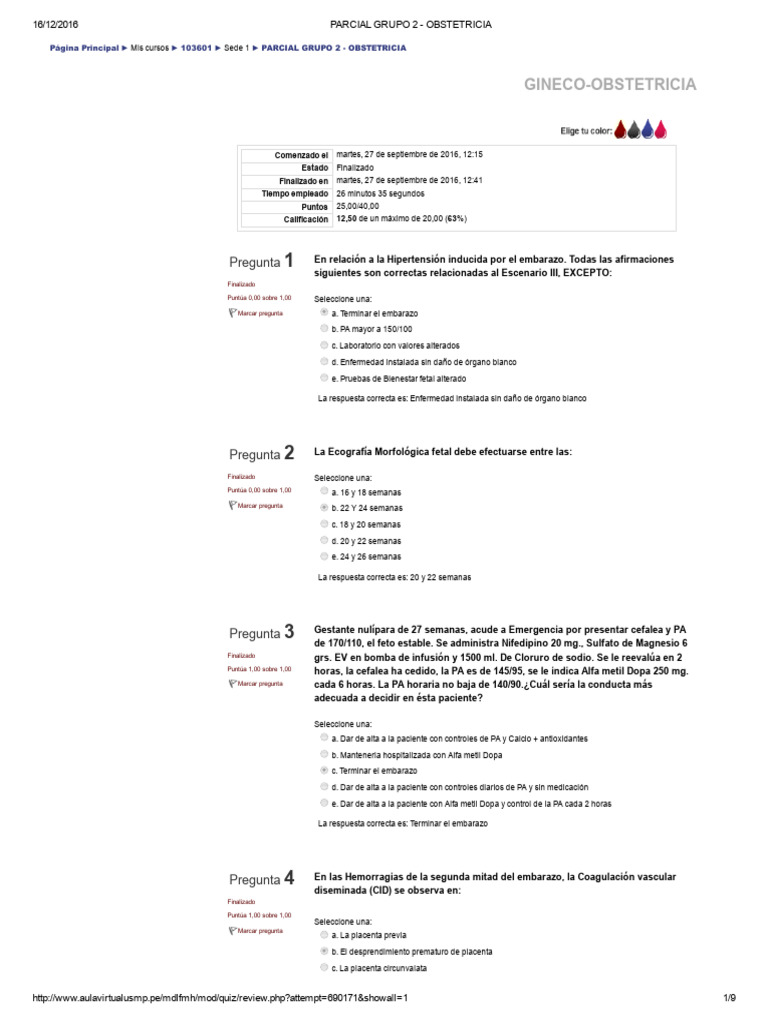 Parcial Grupo 2 Obstetricia | PDF | El embarazo | Parto