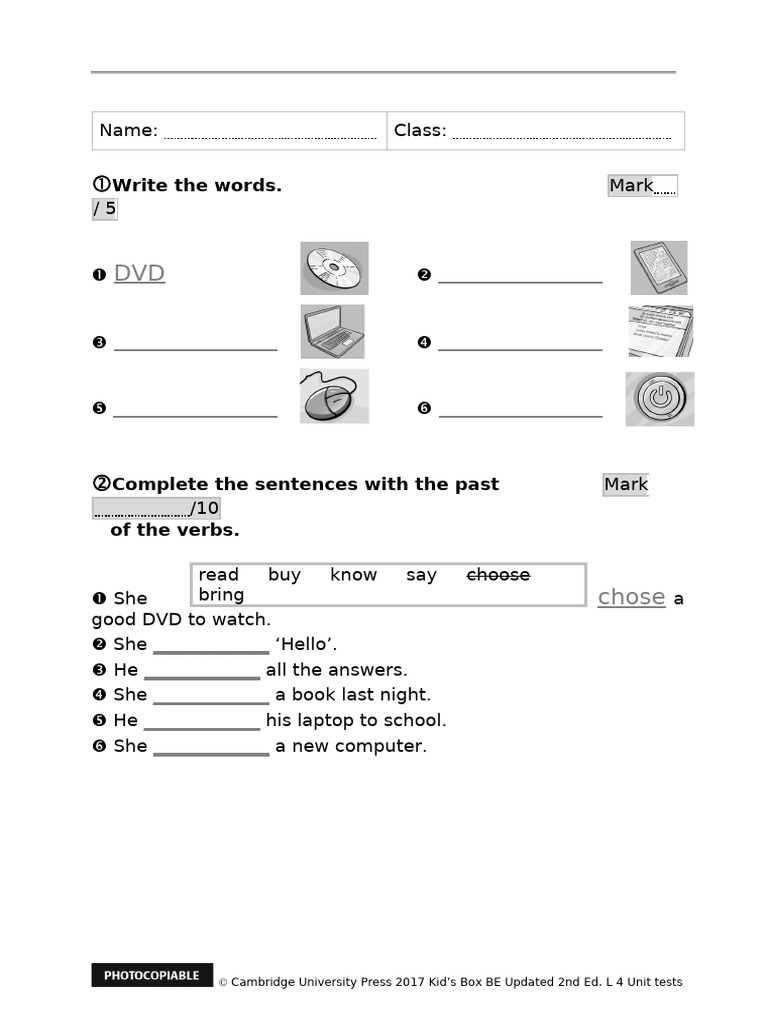 KB Be Level 4 Unit Test 6 | PDF