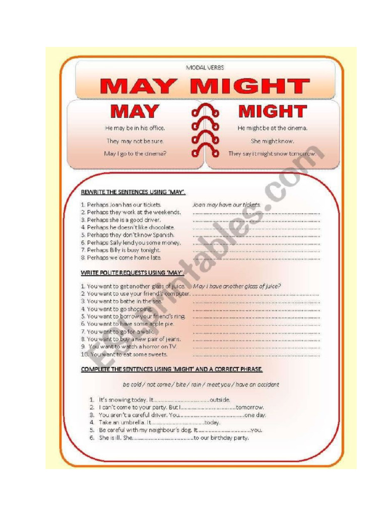 Modal Verbs May and Might | PDF