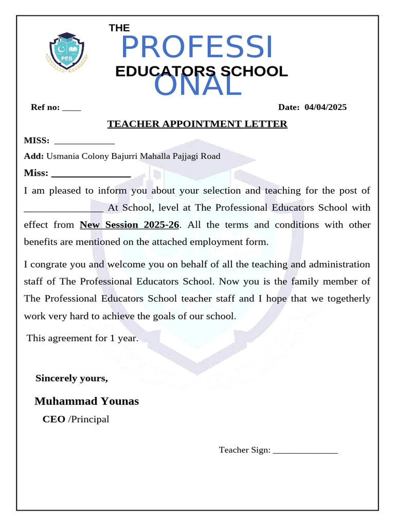 Appointment Letter | PDF