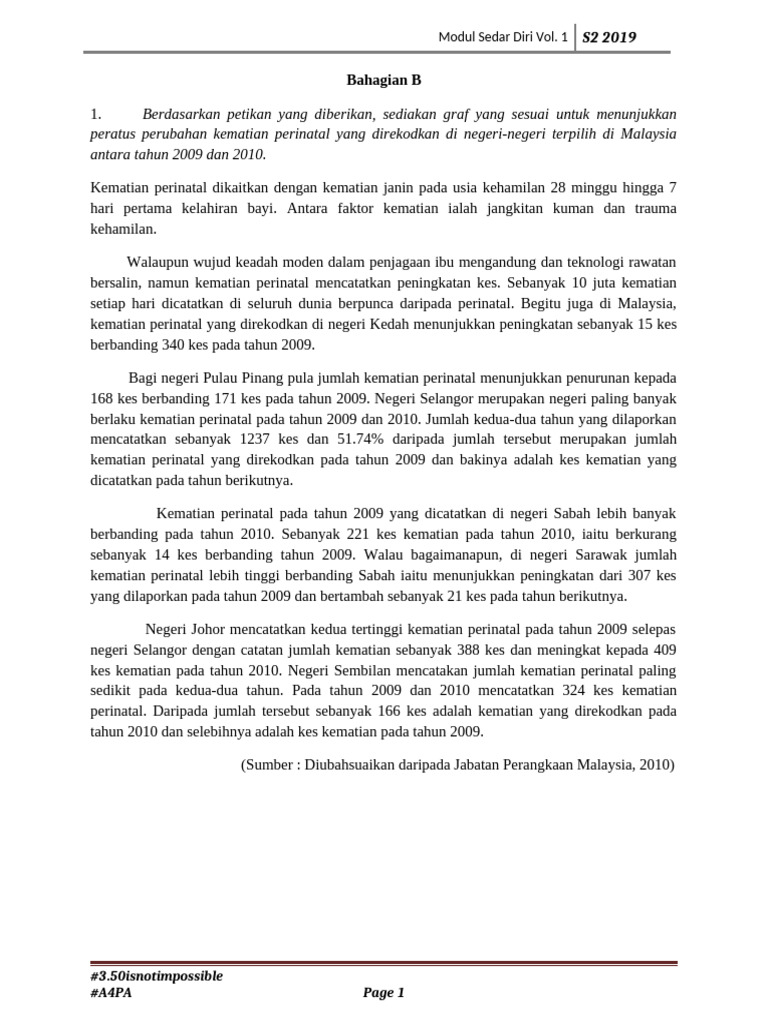 Soalan Modul Sedar Diri Vol. 1 S2 2019 | PDF