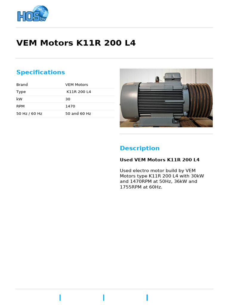 VEM-Motors - K11R-200-L4 - Productsheet | PDF
