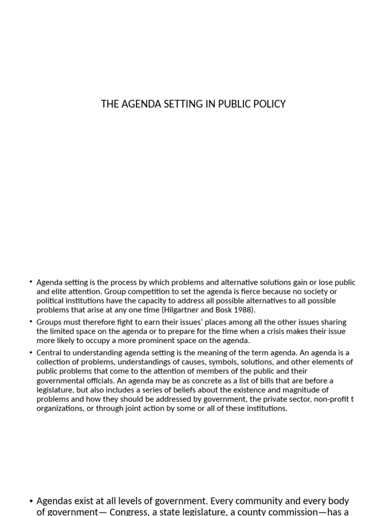Agenda Setting in Public Policy | PDF | Policy | United States Congress