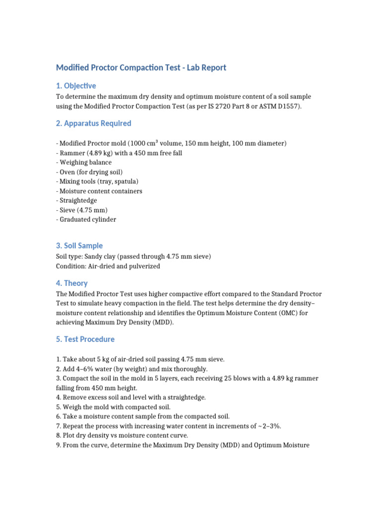 Modified Proctor Compaction Test Results | PDF | Natural Materials ...