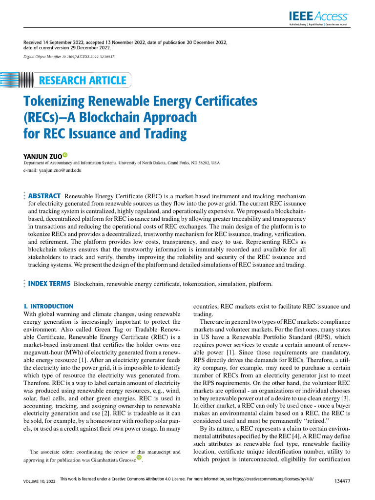 Tokenizing Renewable Energy Certificates RECsA Blockchain Approach For ...