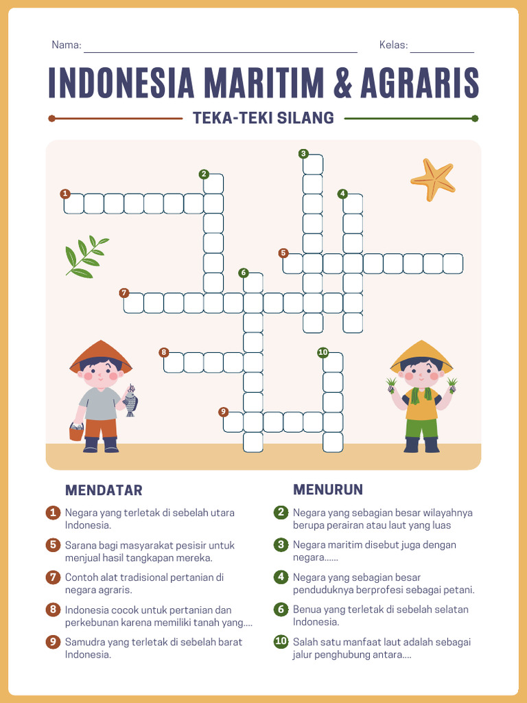 Indonesia Maritim Dan Agraris Lembar Kerja Teka-Teki Silang | PDF