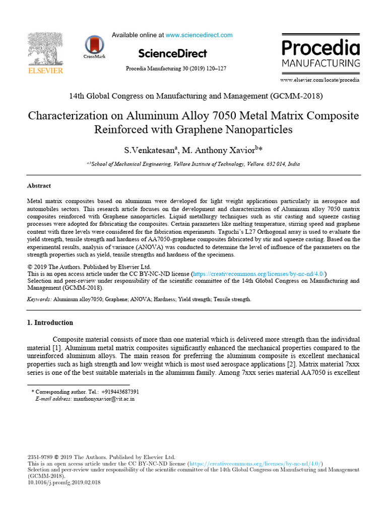 Characterization On Aluminum Alloy 7050 Metal Matrix Composite ...