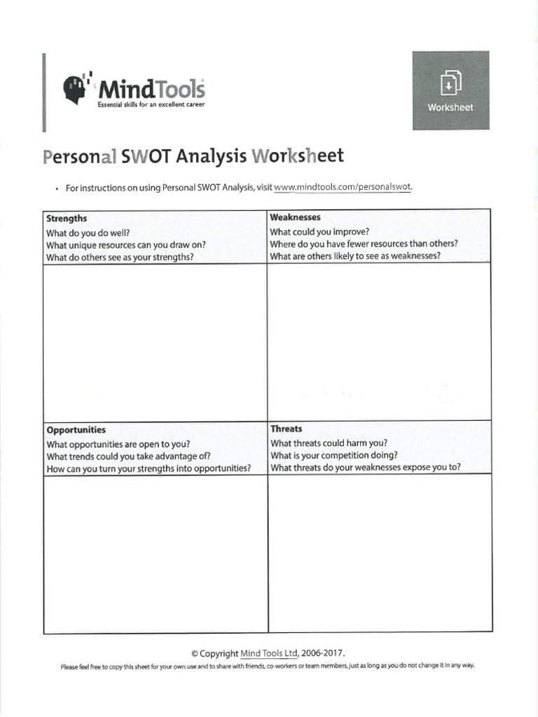 SWOT Worksheet | PDF