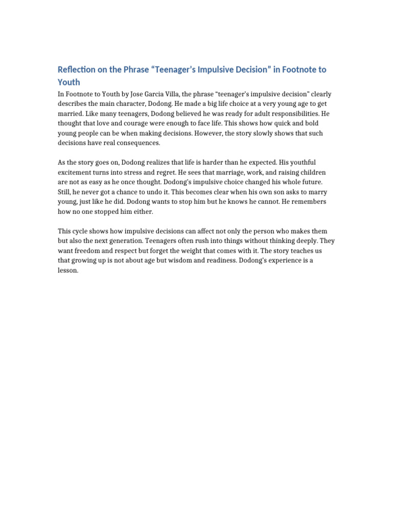 Teenager_Impulsive_Decision_Reflection | PDF