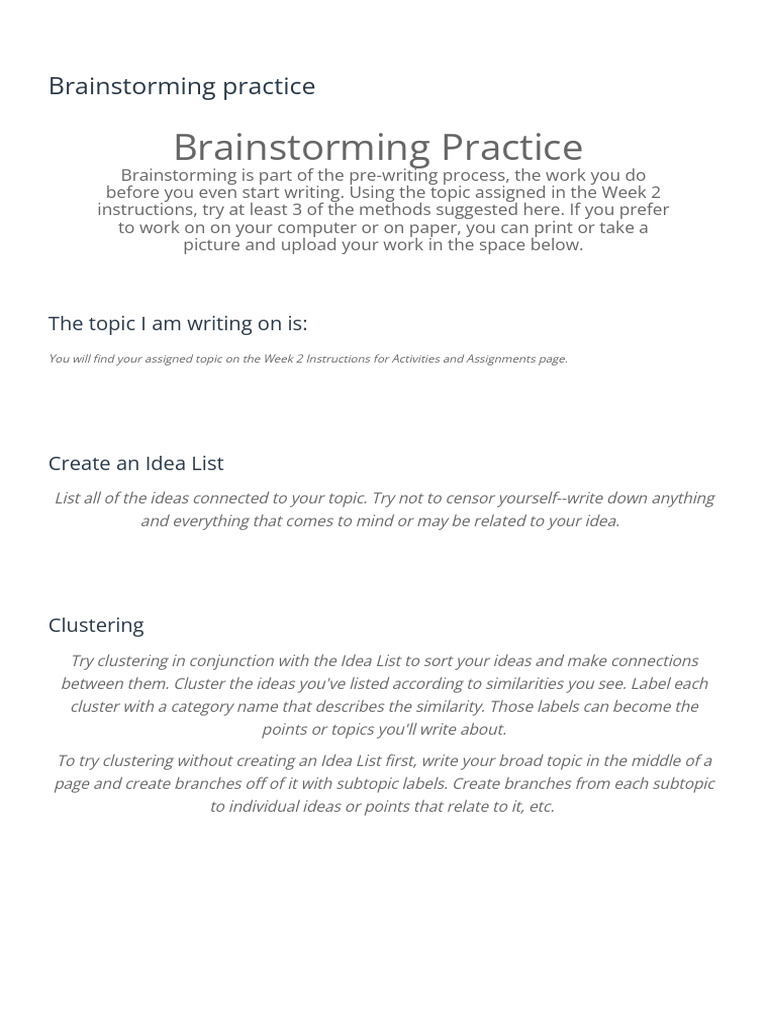 Brainstorming Techniques for Career Topics | PDF | Brainstorming ...