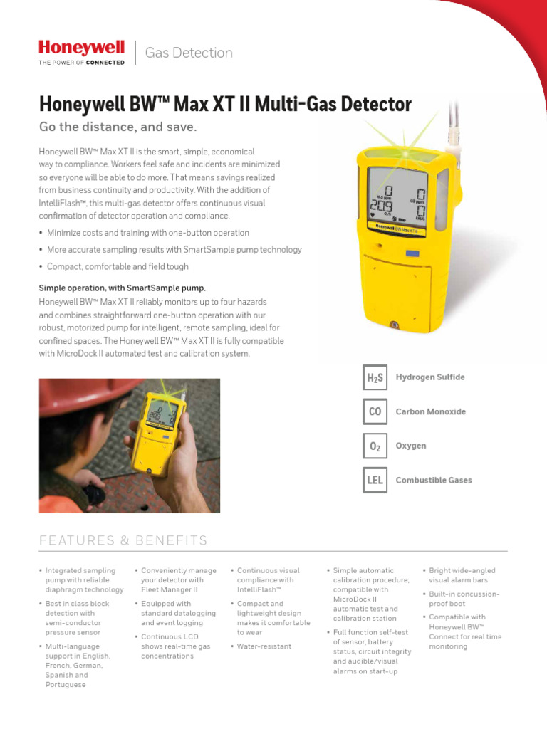 Honeywell BW Max XT II Datasheet - 240813 - 081325 | PDF | Equipment | Gases