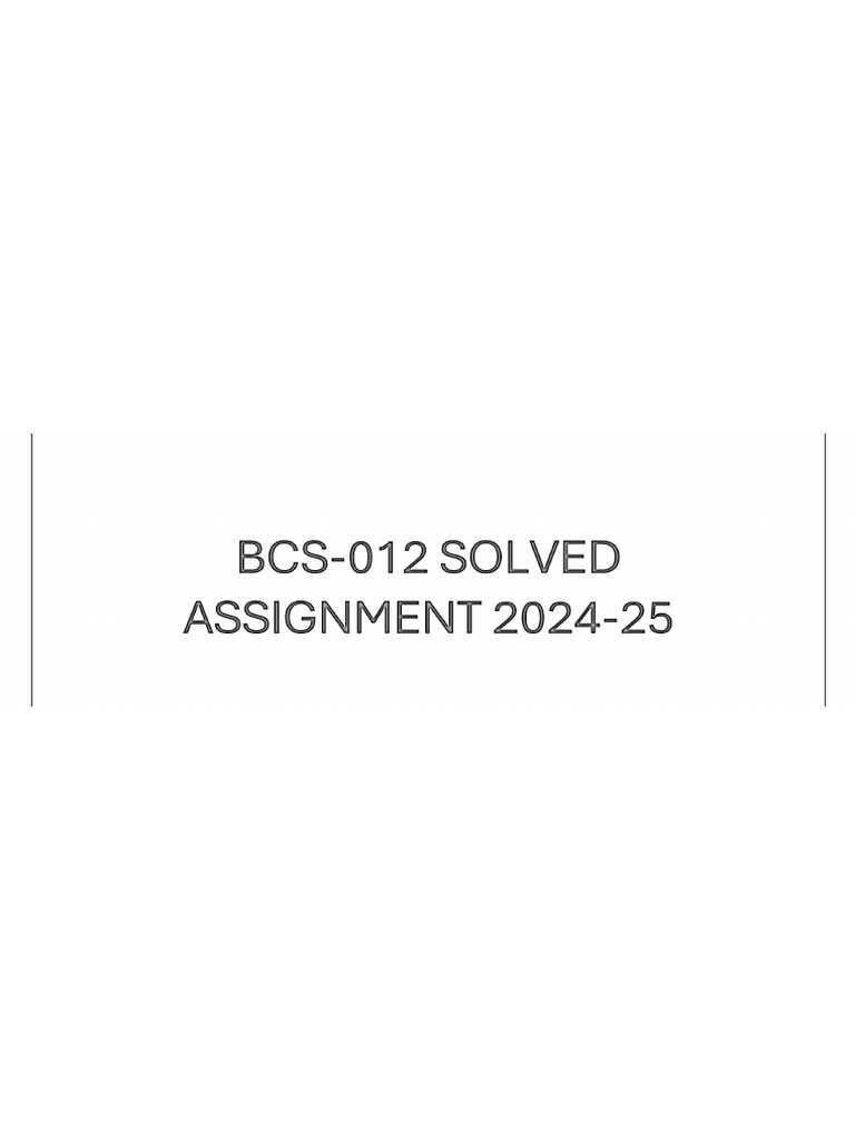 BCS-012 2024-25 EM | PDF