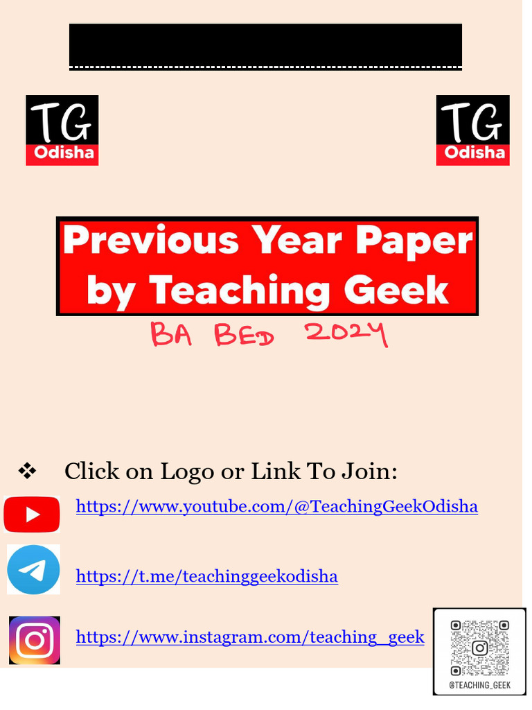BA BED 2024 Questions by Teaching Geek Odisha | PDF