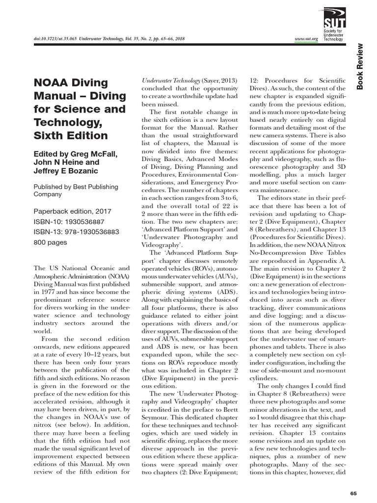 NOAA Diving Manual Â Diving For Science and Technology, Sixth Edition ...