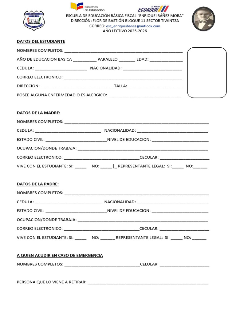 Ficha de Estudiante 2025 v2 | PDF | Educación primaria | Escuelas