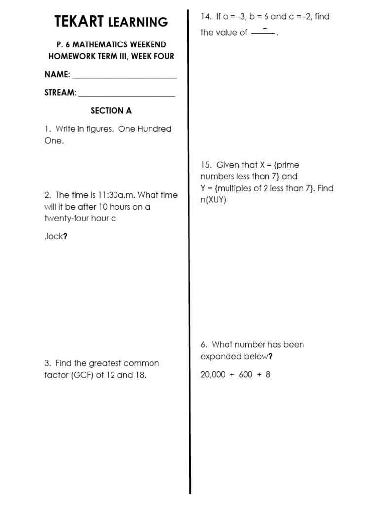 Home week 4i Term 3 | PDF | Arithmetic | Mathematics