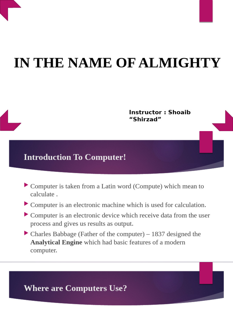 Introduction To Computer | PDF | Personal Computers | Laptop