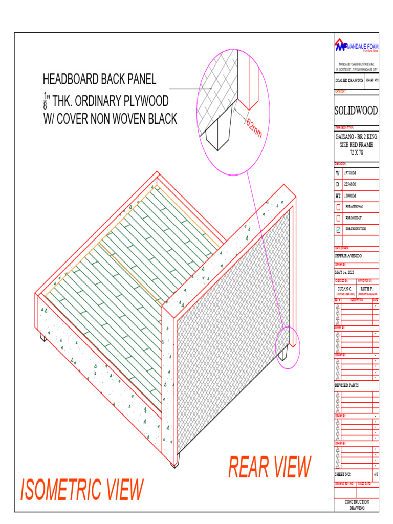 CW 2773 GAISANO - BR 2 KING SIZE BED FRAME - REAR VIEW - Model | PDF ...