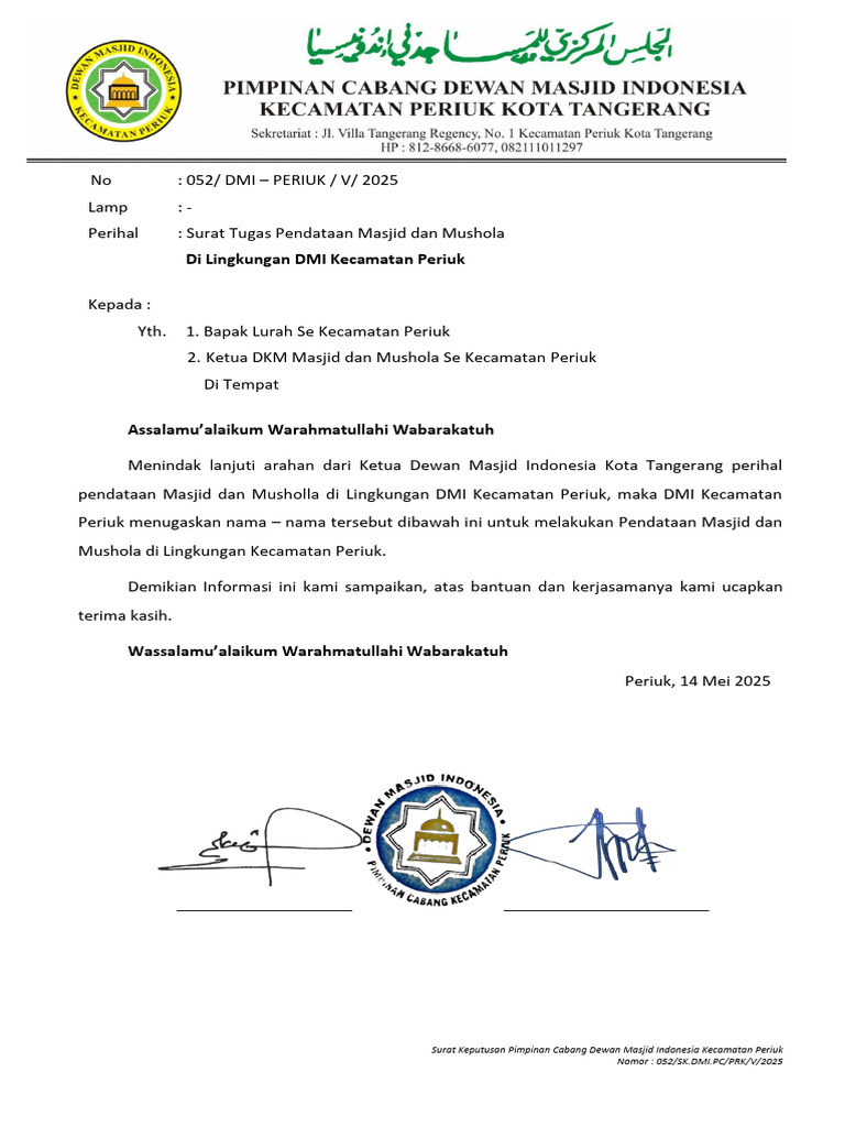 Surat Tugas Dmi | PDF