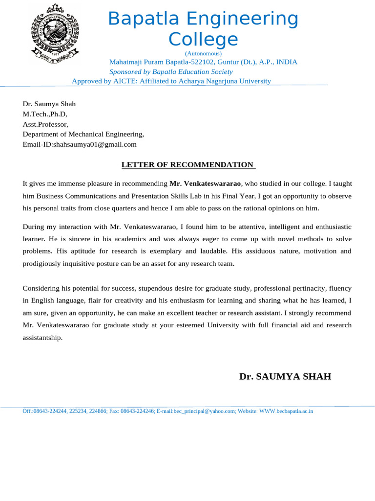 LOR 2 Academic | PDF