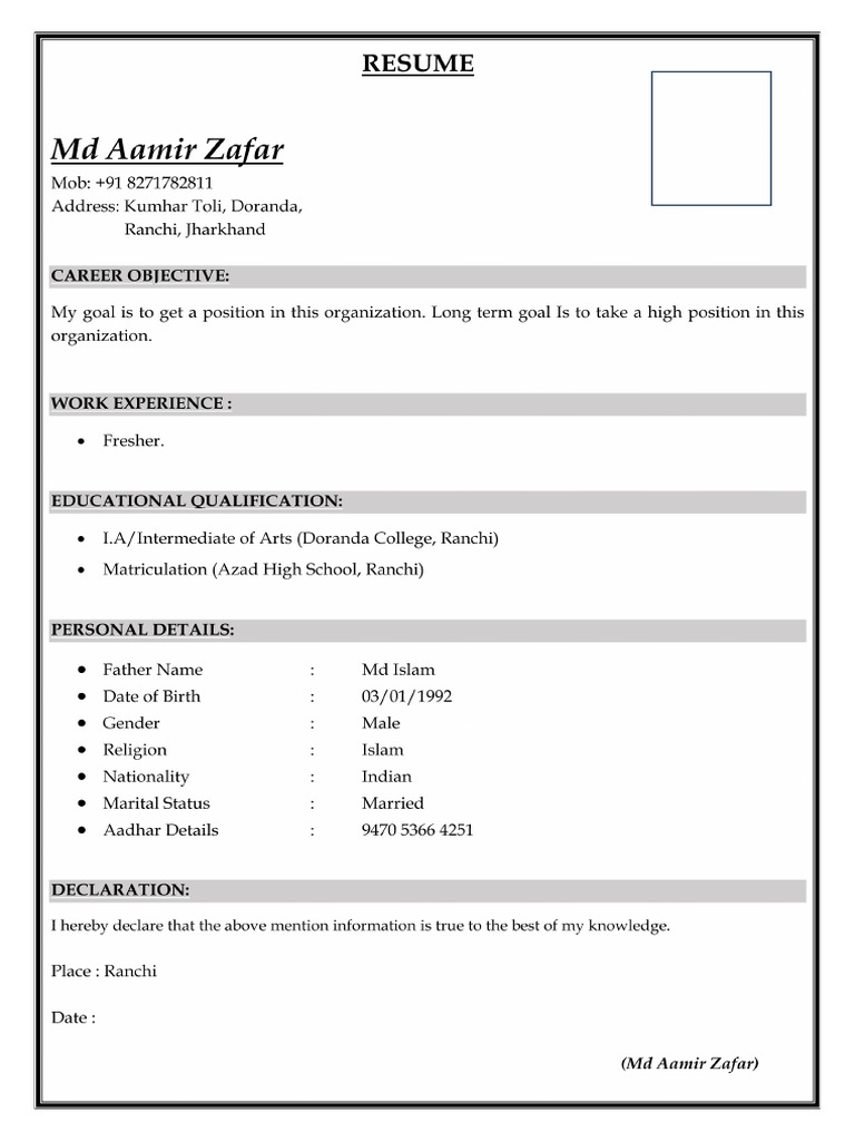 Aamir Zafar CV | PDF