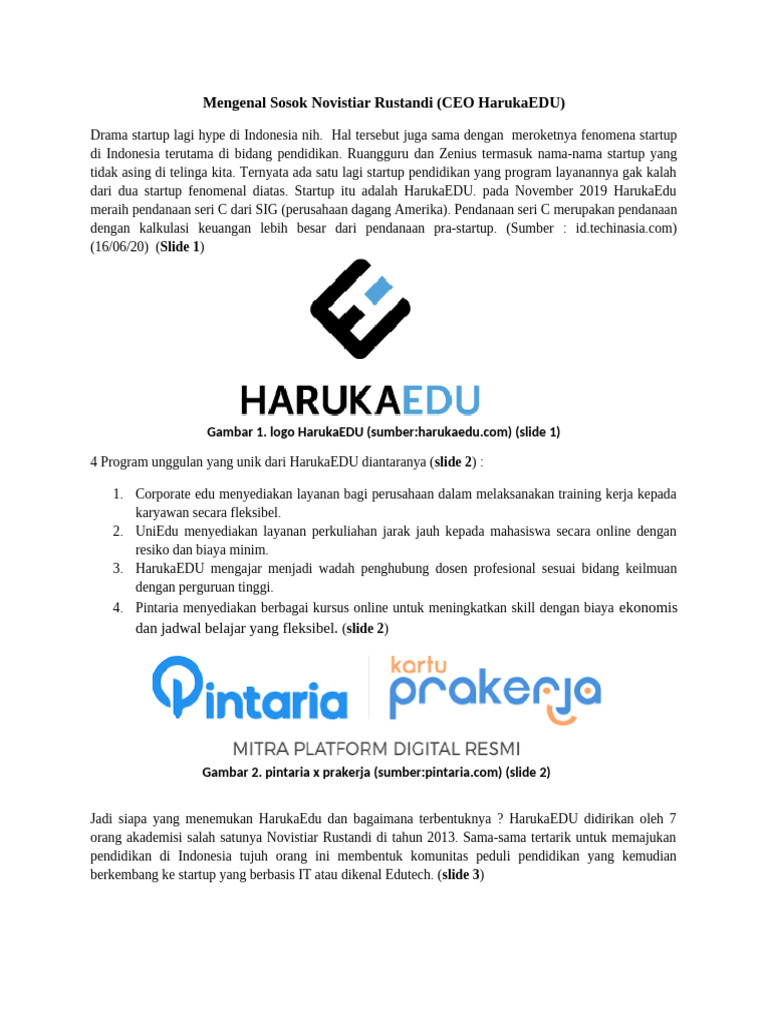 Sosok Novistiar Rustandi dan HarukaEDU | PDF