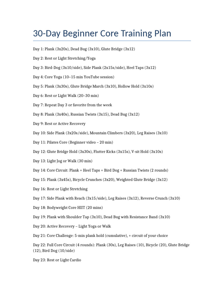 30_Day_Core_Training_Plan | PDF
