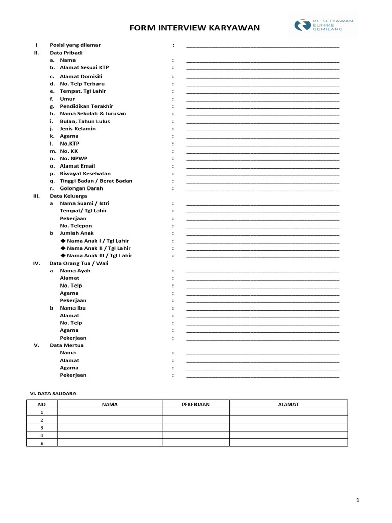 Form Interview Seg | PDF