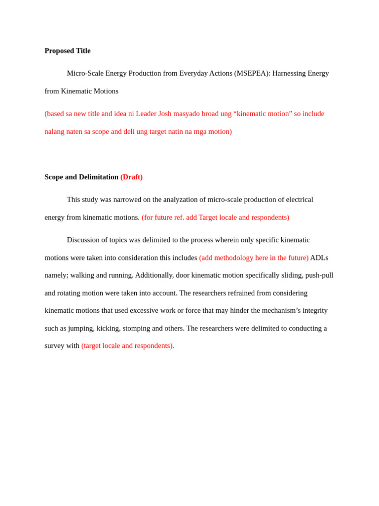 Scope and Delimitation (Draft) | PDF