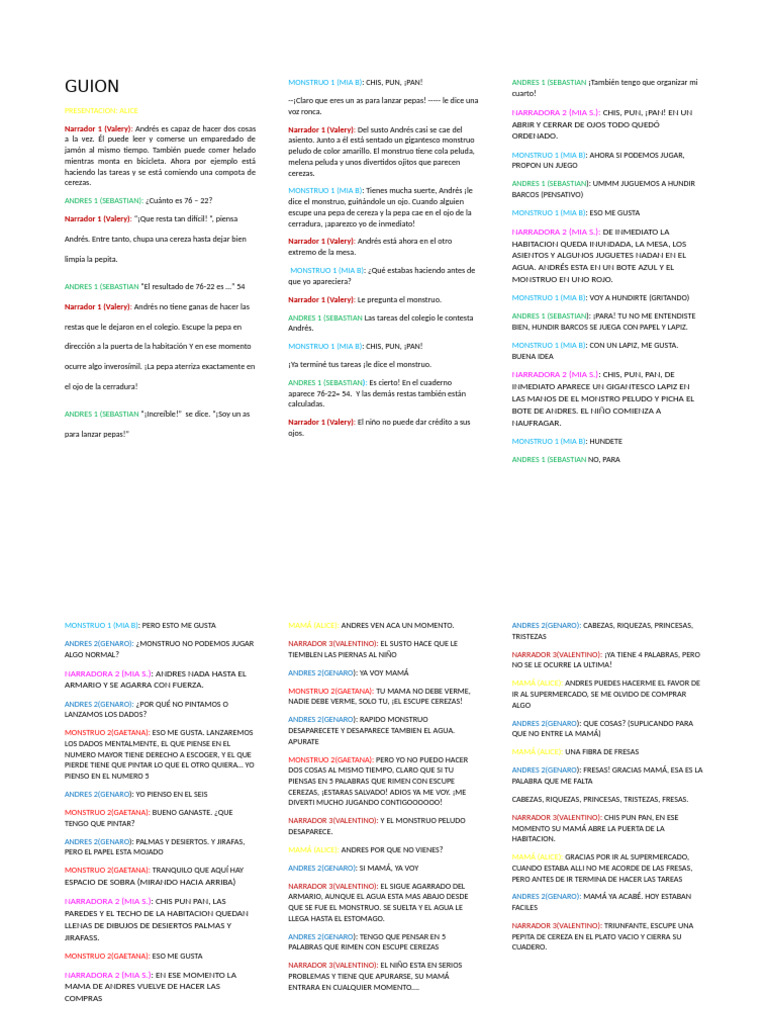 Guion Andres y Su Nuevo Amigo Completo | PDF