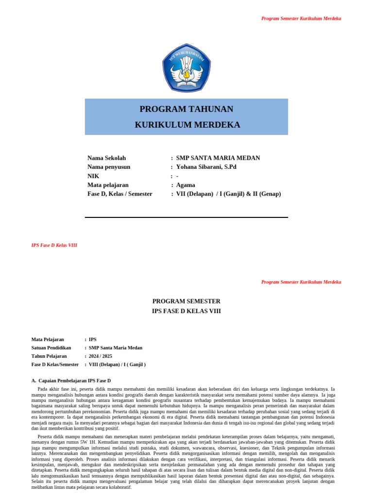 Prosem Ips Kelas 8 | PDF